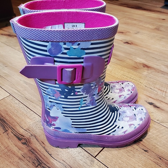 Joules | Shoes | Joules Girls Purple Flower Rain Boots | Poshmark